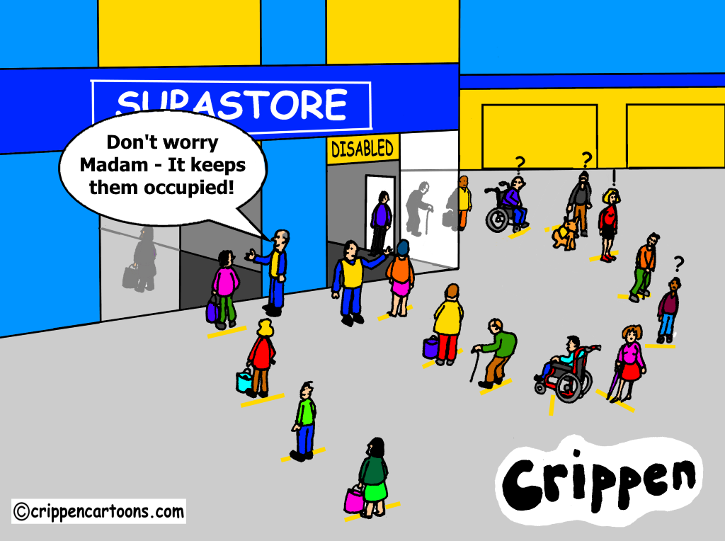Crippen looks at the barriers facing disabled shoppers | Crippen Cartoons