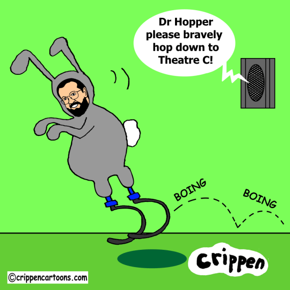 Crippen and the surgeon who hops to it after losing his own legs ...